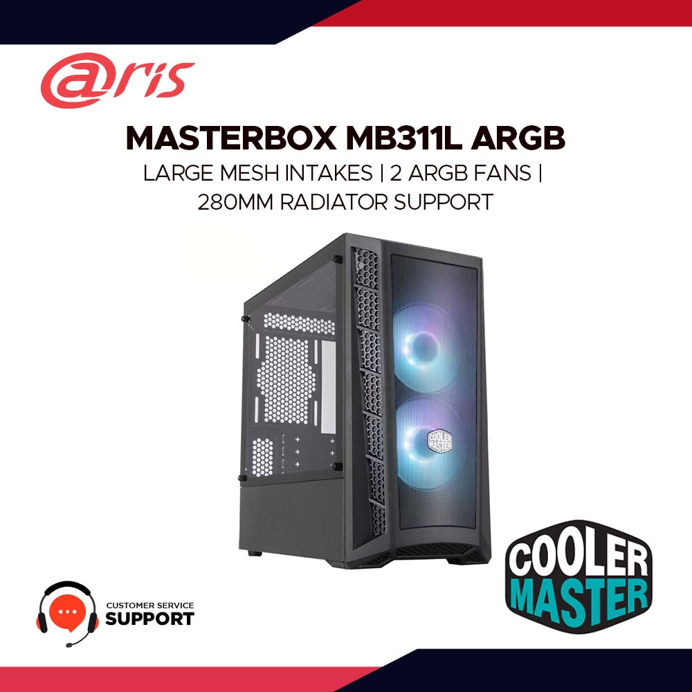 Cooler Master MasterBox MB311L ARGB Micro-ATX Case, 2 ARGB Fans, Fine ...