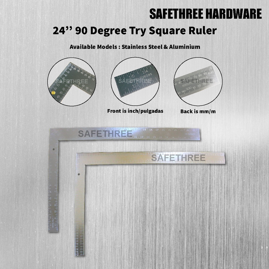16'' x 24'' 90 Degree Stainless Steel Try Square Ruler 600mm x 400mm ...