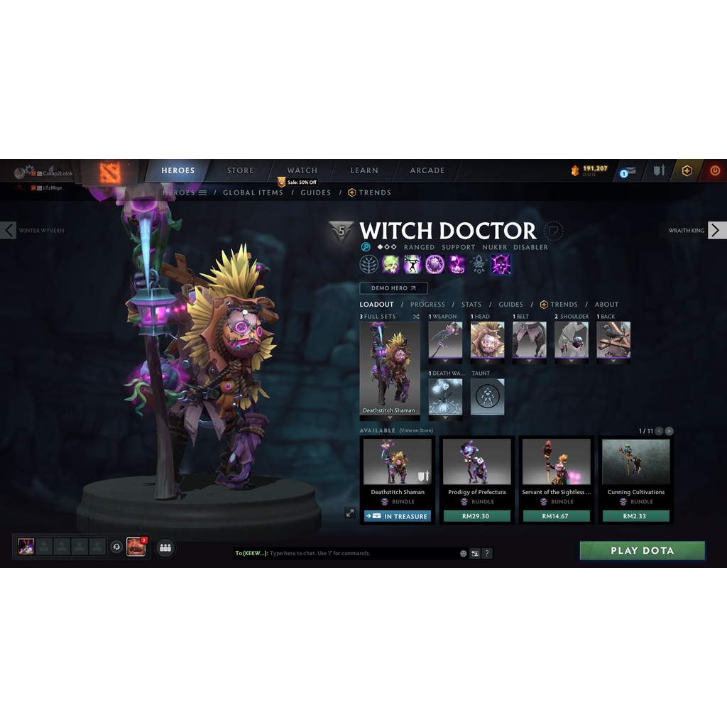 Witch Doctor Deathstitch Shaman DIRETIDE CACHE | Shopee Malaysia