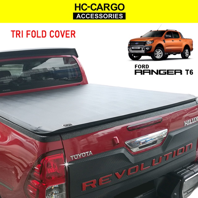 HC-CARGO Ford Ranger T6 Tri-Fold Cover Flat Canvas Soft Lid Canvas No ...