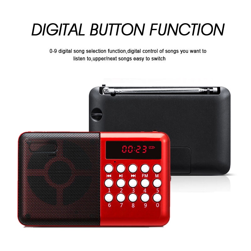 Pembesar Suara Radio Pegang Tangan JOC USB Boleh Dicas semula dan Slot ...