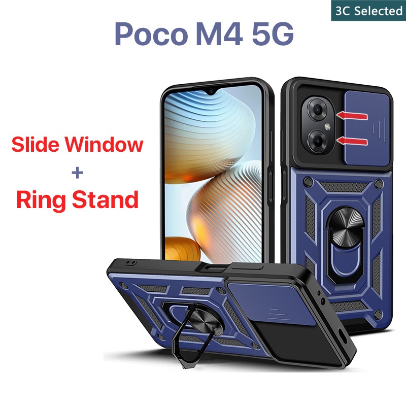 Casing Poco M4 5G M5 C40 Hard Casing Slide Window Protect Camera Ring ...