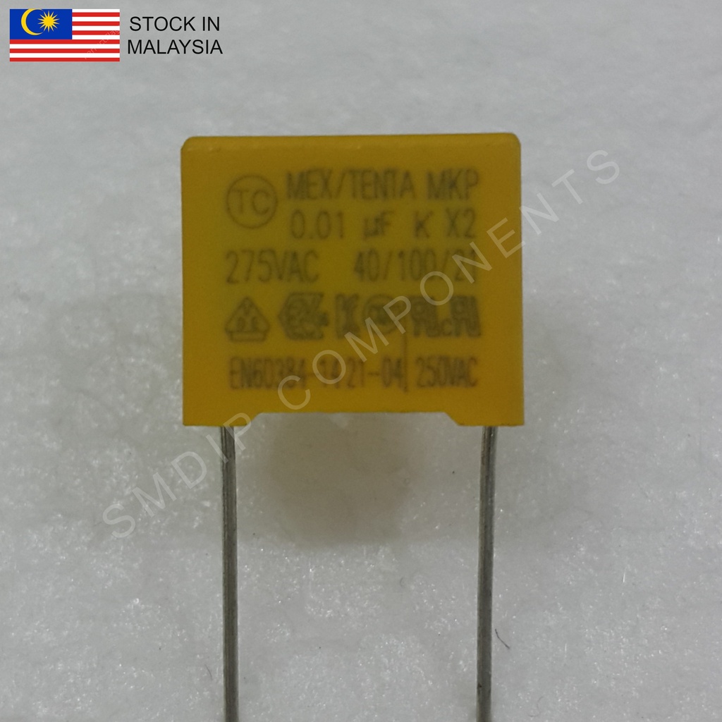 4 PCS Tenta 0.01uF 275V, X2 AC Film Capacitor, 10 (H) x 4.5 (D) x 10 ...