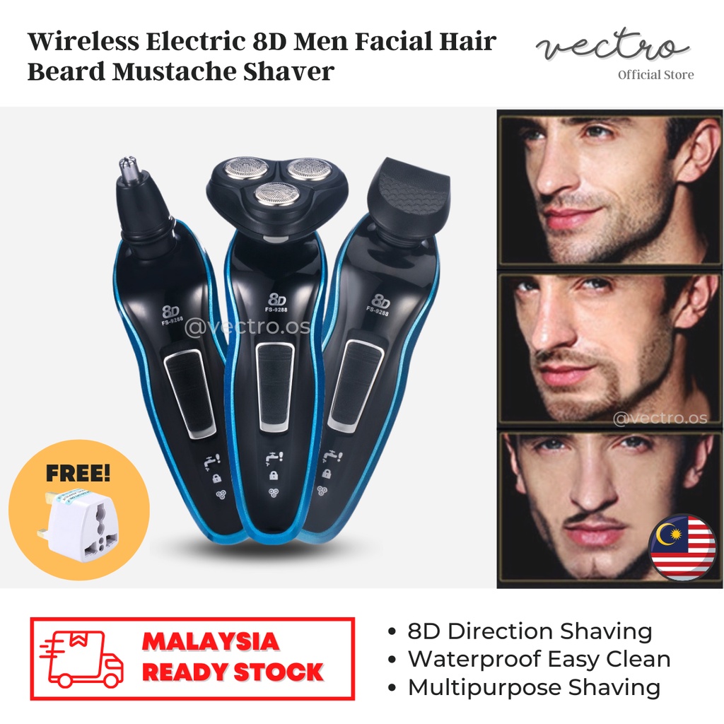Wireless Waterproof Men 8D Electric Shaver | Nose Facial Hair Beard ...