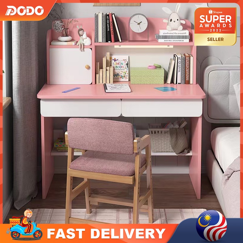 DO 100/120CM Kid Student Study Desk With Book Shelf Computer Table Meja ...