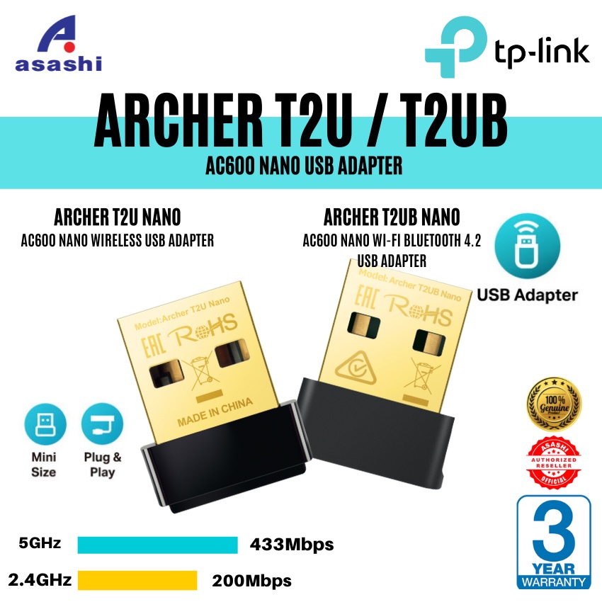 TP-Link Archer T2U Nano / T2UB Nano AC600 Nano Wireless USB Adapter ...
