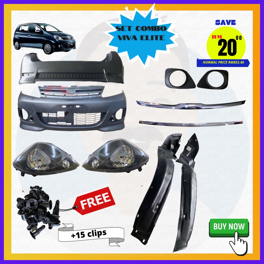 SET BODYKIT PERODUA VIVA ELITE COMBO SET BUMPER DEPAN BELAKANG NEW HIGH ...
