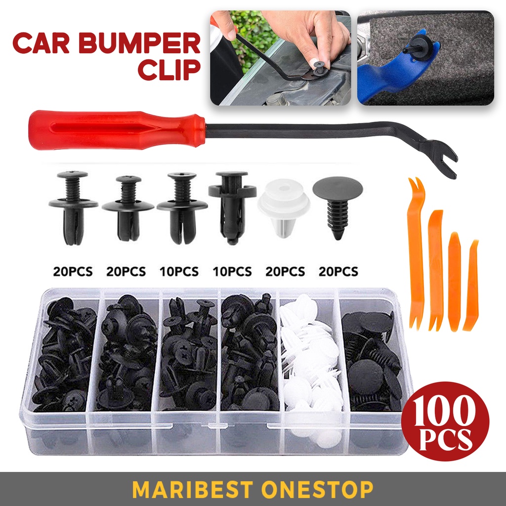 100pcs Car Bumper Clip Universal Car Fastener Clip Klip Bumper Kereta ...