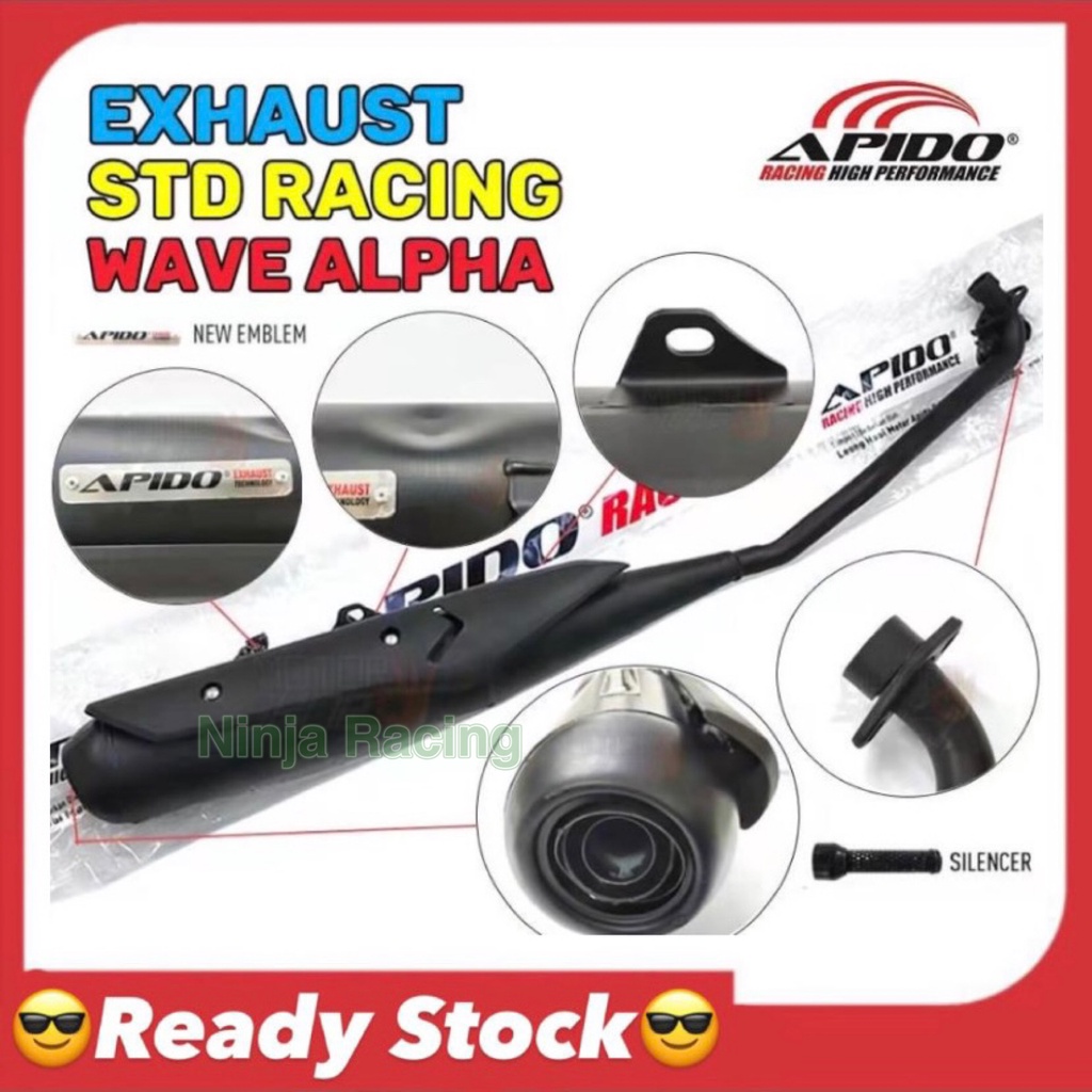 WAVE CX ALPHA APIDO STANDARD RACING EXHAUST PIPE MUFFLER WITH SILENCER ...