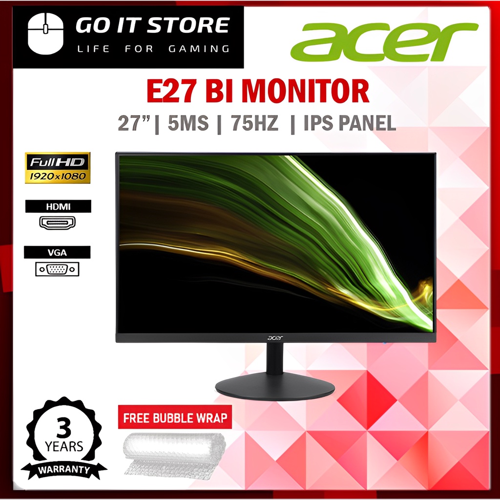 Acer E271 bi 27" FHD 5ms 75Hz IPS VESA Mountable LED Monitor (HDMI ...
