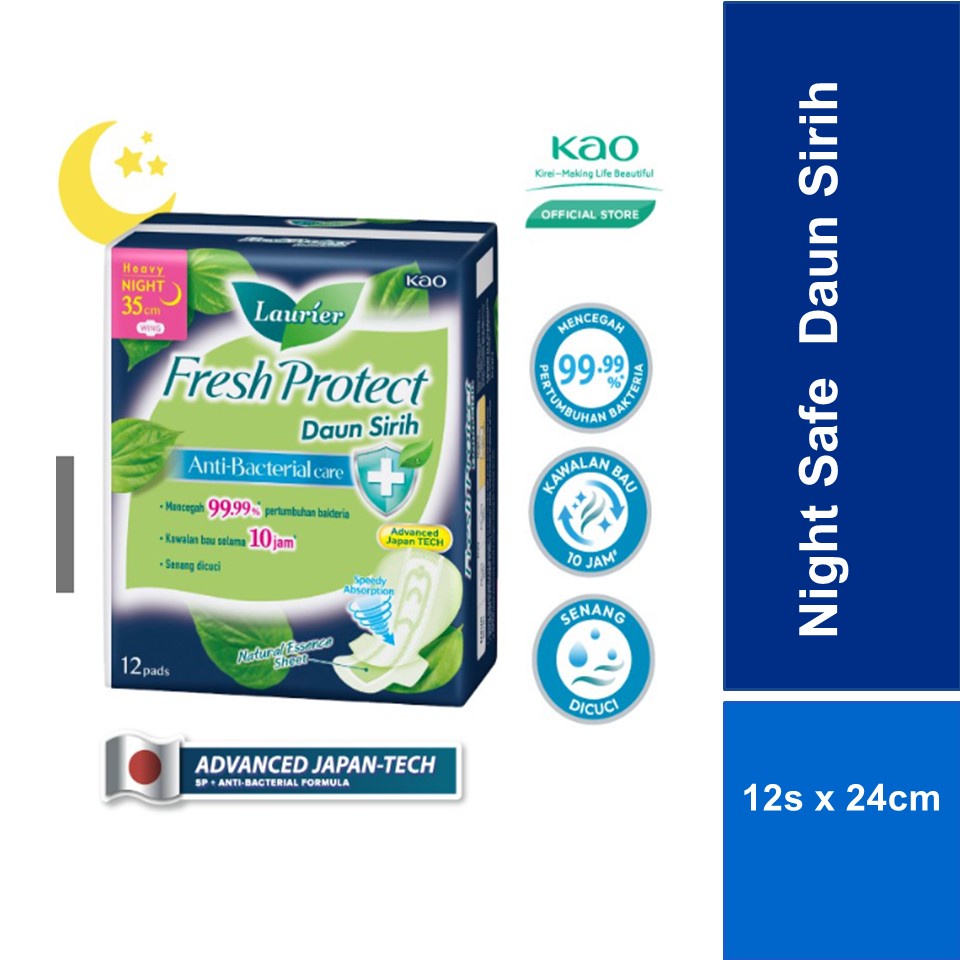 Laurier Fresh Protect Nightsafe Daun Sirih (12S X 24cm) | Shopee Malaysia