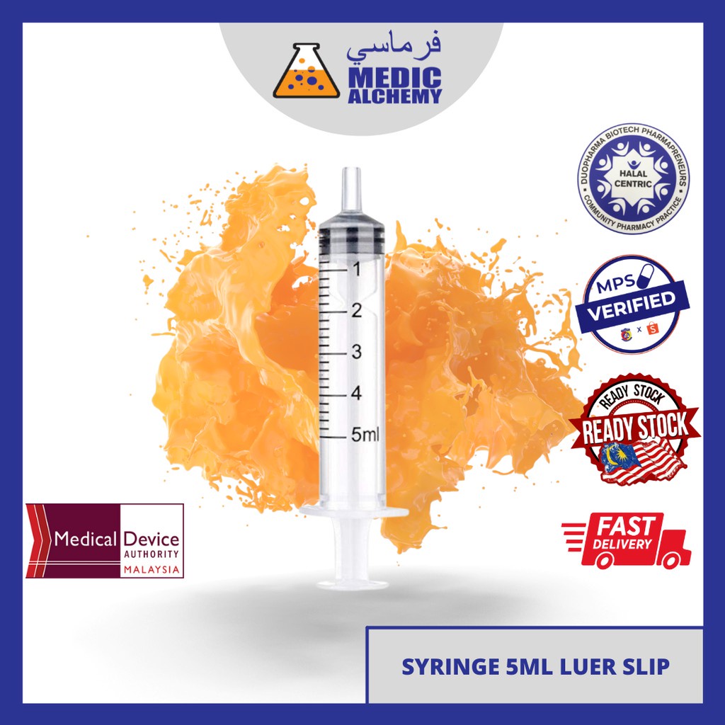 [MDA CERTIFIED] DISPOSABLE PICAGARI/ SYRINGE 5ML W/O NEEDLE (LUER SLIP ...