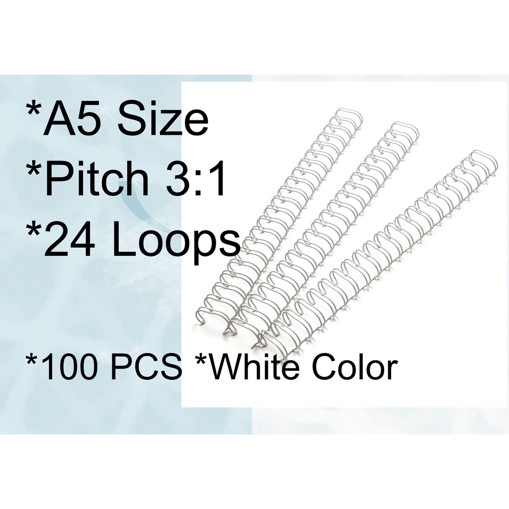 DOUBLE LOOP WIRE,A5 SIZE,WHITE,PITCH 3:1,24 LOOPS,100PCS | Shopee Malaysia