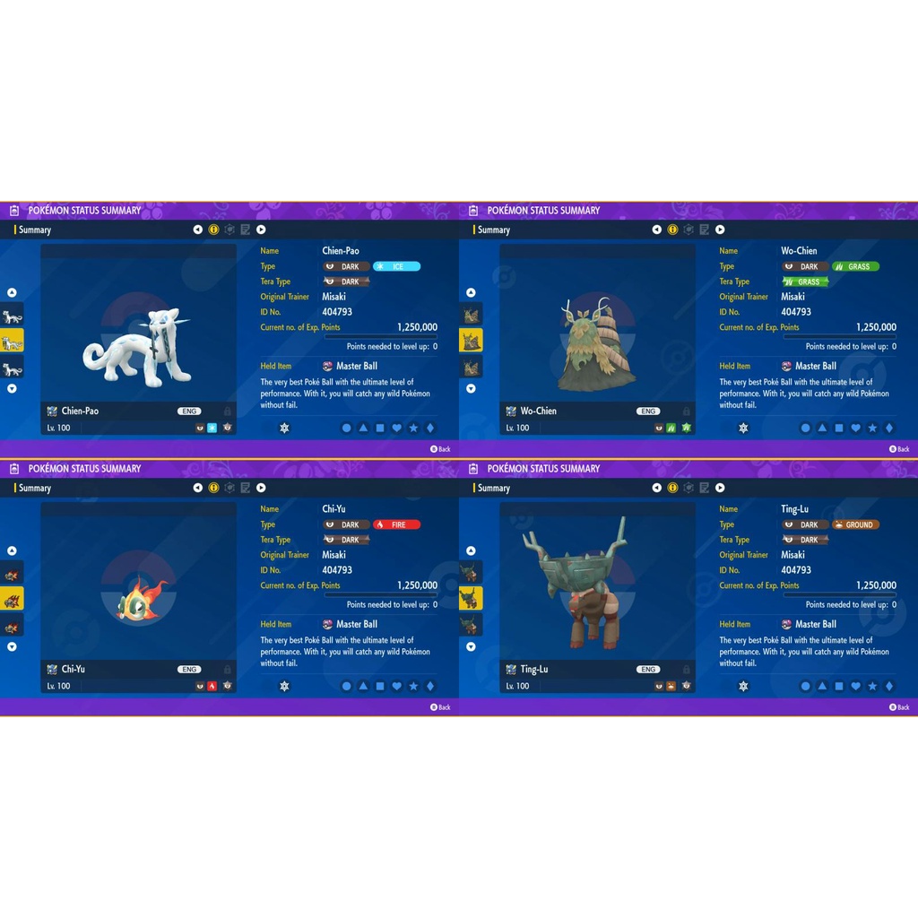 Pokemon Scarlet & Violet 6IVs Max EV trained Treasure of Ruin Legendary ...