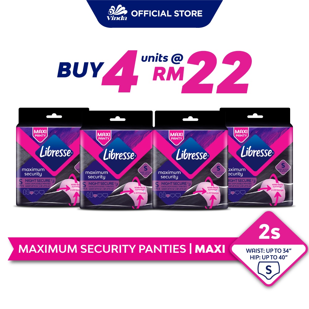 Libresse Maximum Securities Maxi Panties S/M/L (2s x 4packs) | Shopee ...
