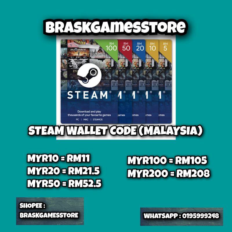 Cheapest Steam Wallet Code Malaysia MY [RM10-RM200] | Shopee Malaysia