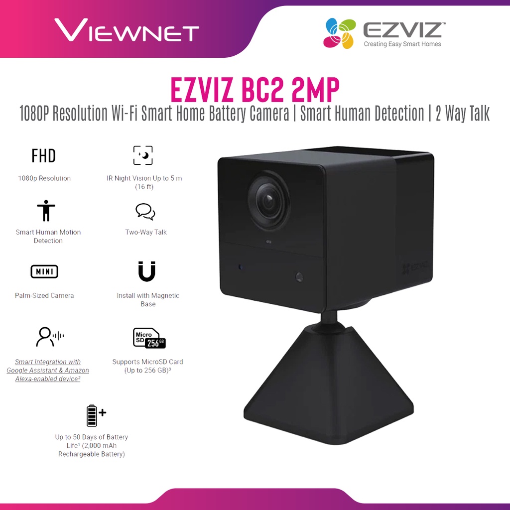 EZVIZ BC2 1080P Wi-Fi Smart Home Battery Camera 1080P FHD, Smart Human ...