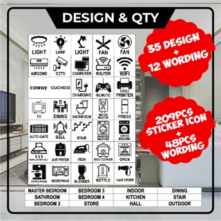 257pcs Sticker Suis Rumah, Stiker Suis Label , high quality, Plug ...