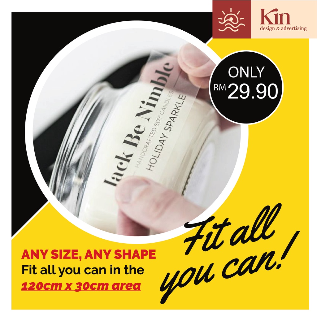 KIN - Sticker Label Printing WHITE BASE/TRANSPARENT BASE (Fit as much ...