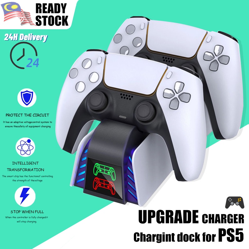 [Ready Stock] New Fast Charger for Sony PS5 with Cool LED Dual ...