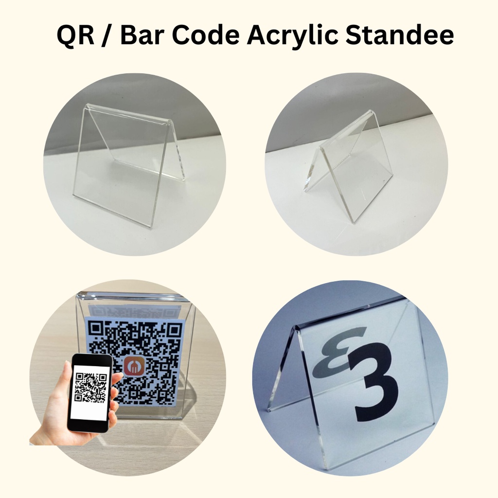 QR Code Premium Acrylic V shaped Standee Table Number Stand | Shopee ...