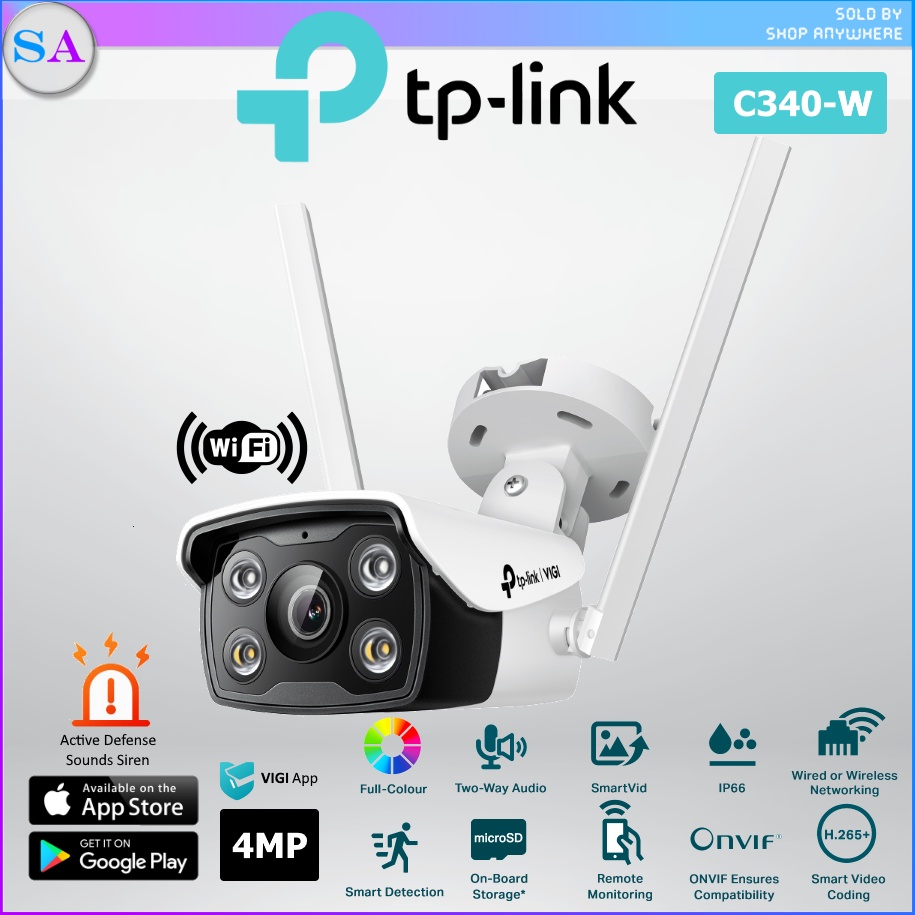 TP-Link VIGI C340-W 4MP Outdoor CCTV Full Color Wireless Bullet Wifi ...