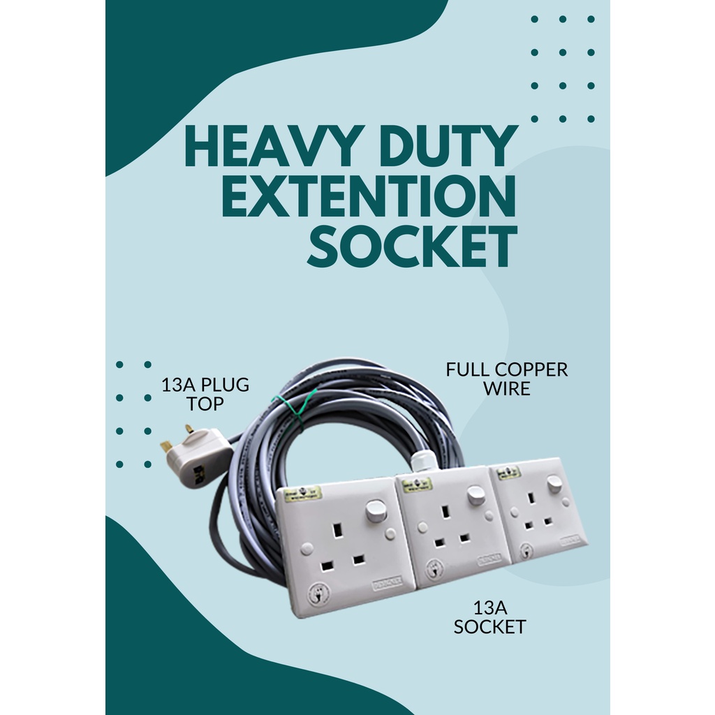 Heavy Duty Extension Trailing Socket 100% Full Copper. | Shopee Malaysia