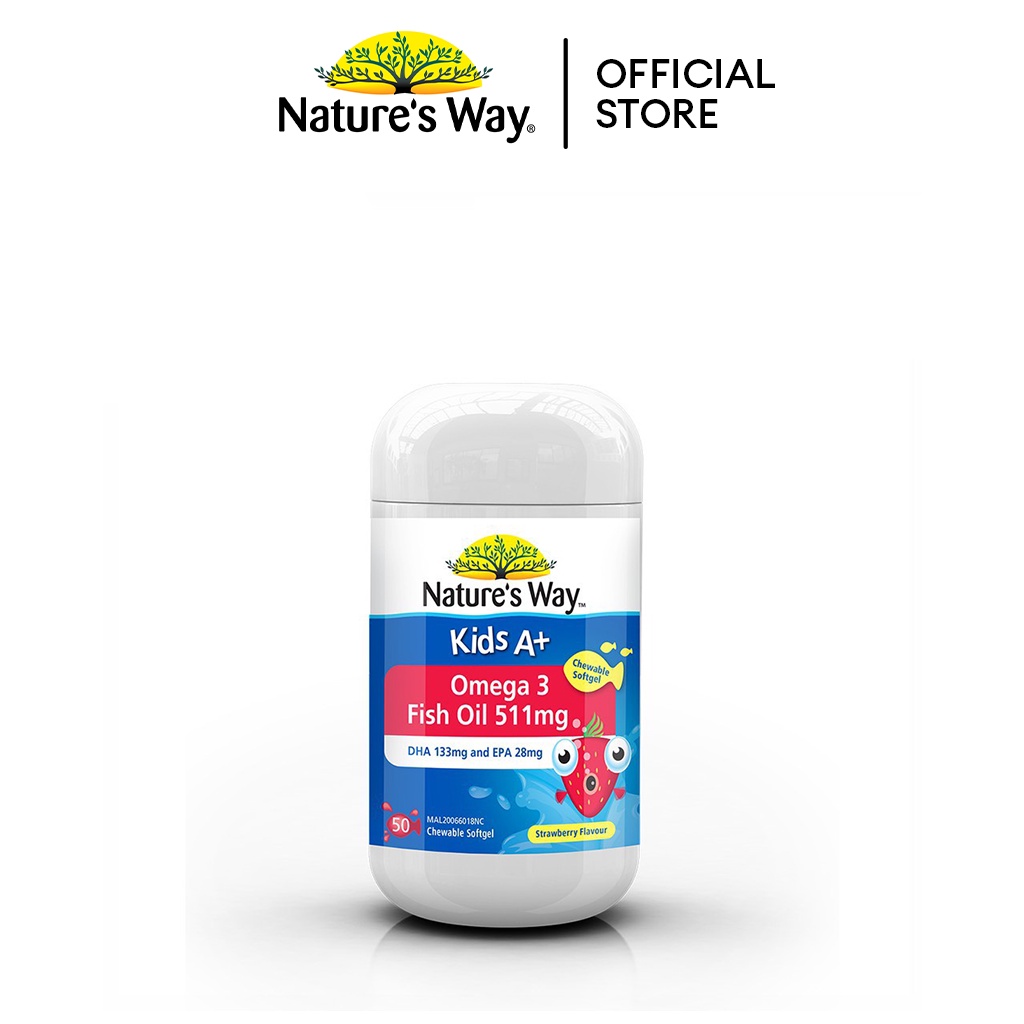 Nature's Way Kids A+ Omega 3 Fish Oil 511mg Chewable Softgel (50 Pcs ...