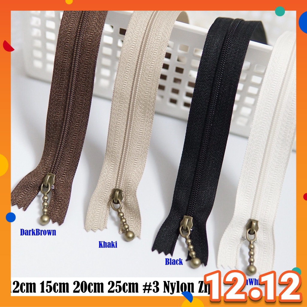 12cm Zip 15cm Zip 20cm Zip 25cm Zip #3 Nylon Zipper Nylon Zip for Craft ...