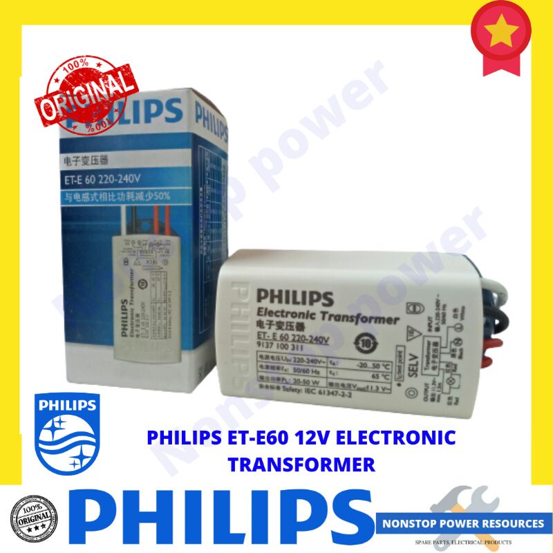 PHILIPS ET-E60 Electronic Transformer 12V 50W For LED Bulb MR16 GU4 ...
