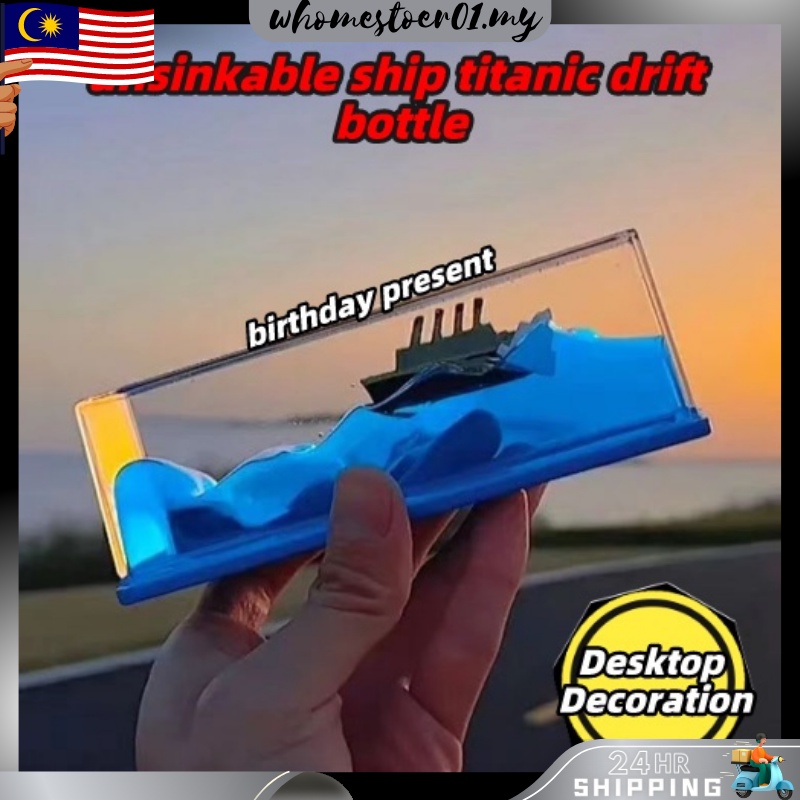 3D Titanic Cruise Ship Fluid Liquid Drift Bottle Hourglass Car Desktop ...