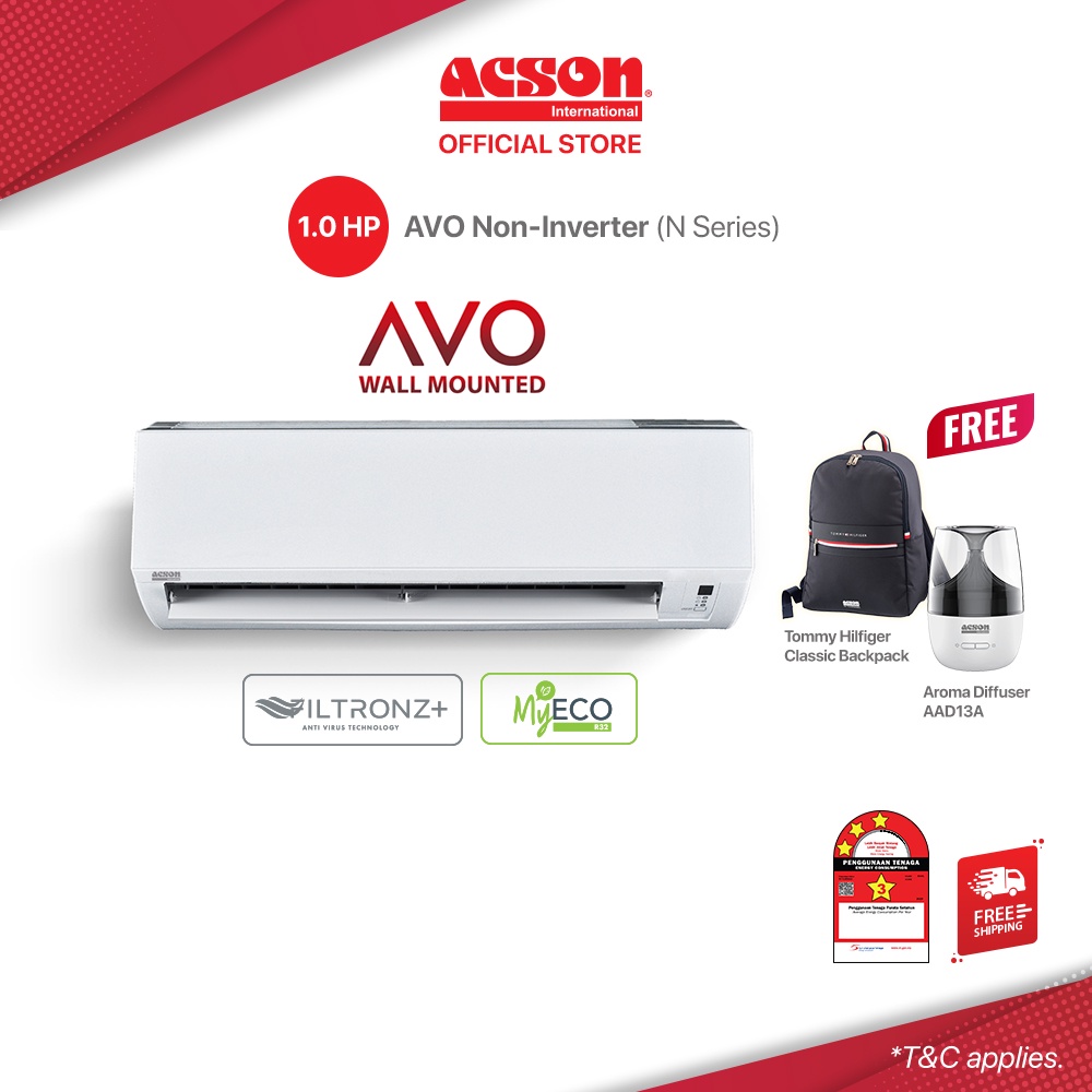 Acson AVO Non-Inverter Air Conditioner (1.0HP) R32 A3WM10N - FREE TH ...