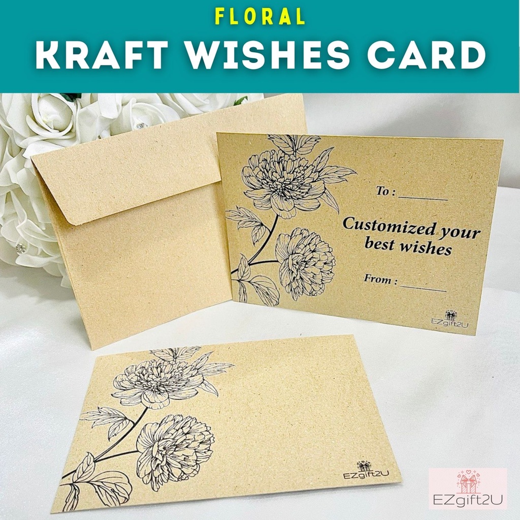 KRAFT WISHES CARD | Kad Ucapan Kraf Brown Poskad Surprise Box Gift ...