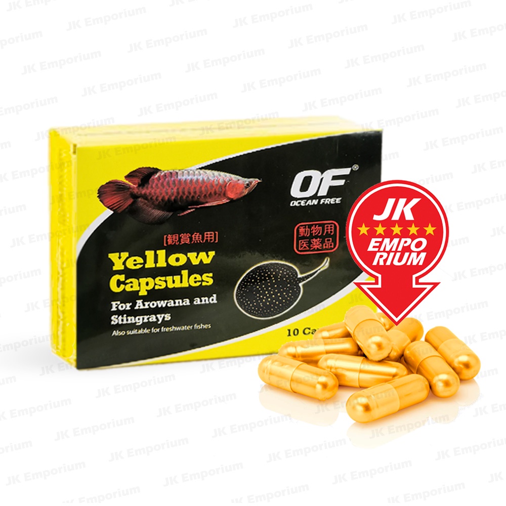 Ocean Free OF Yellow Powder 10 Capsules For Arowana Stingrays Internal ...
