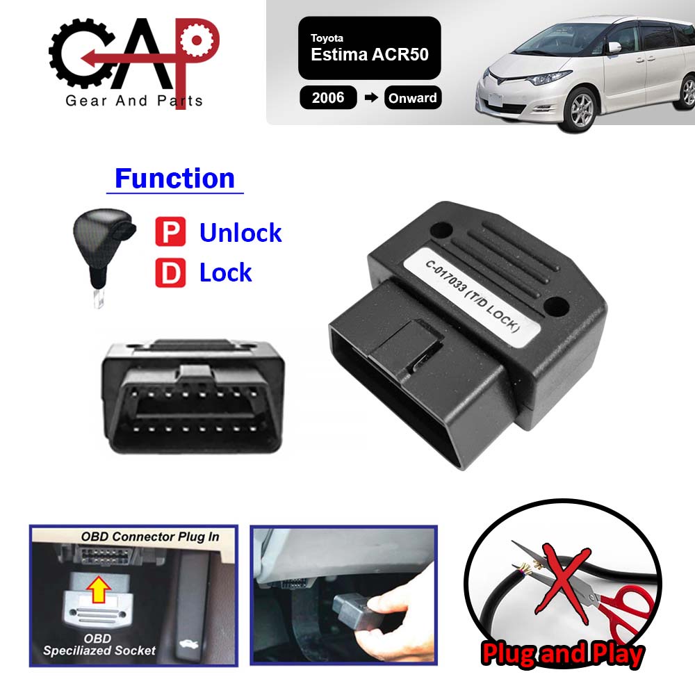 Toyota Estima ACR50 2006-Onward Plug & Play OBD Door Auto Lock (Gear D ...
