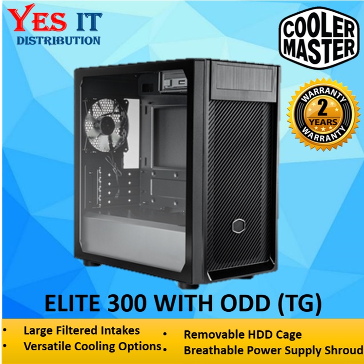 Cooler Master Elite 300 with ODD TG / STEEL mATX Casing (E300-KG5N-S00 ...