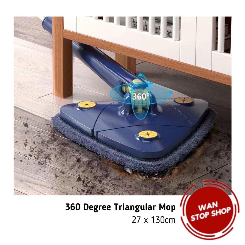 360 Degree Triangular Mop Triangular Telescopic Mop Hand-washable ...