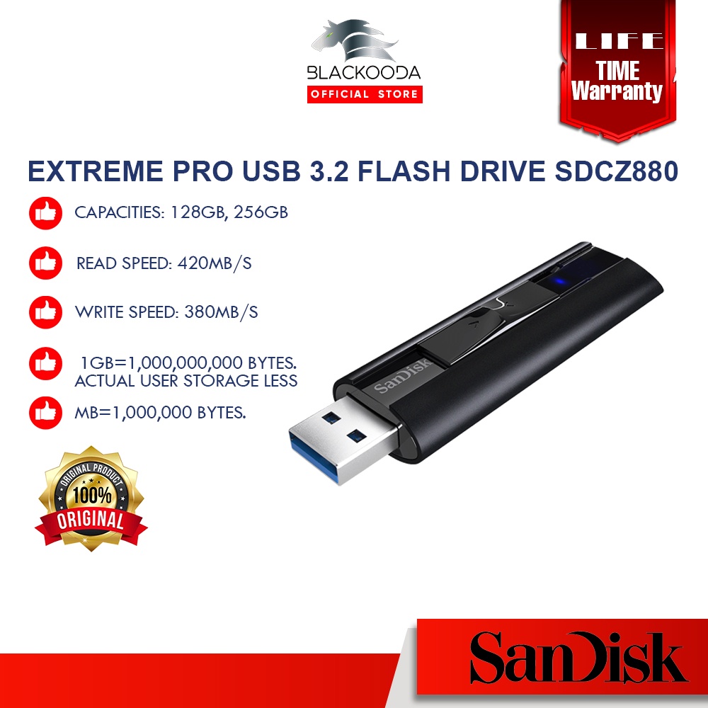SanDisk Extreme PRO USB 3.2 Flash Drive SDCZ880 - (128GB/256GB)(Max R: 420MB/s) | Shopee Malaysia