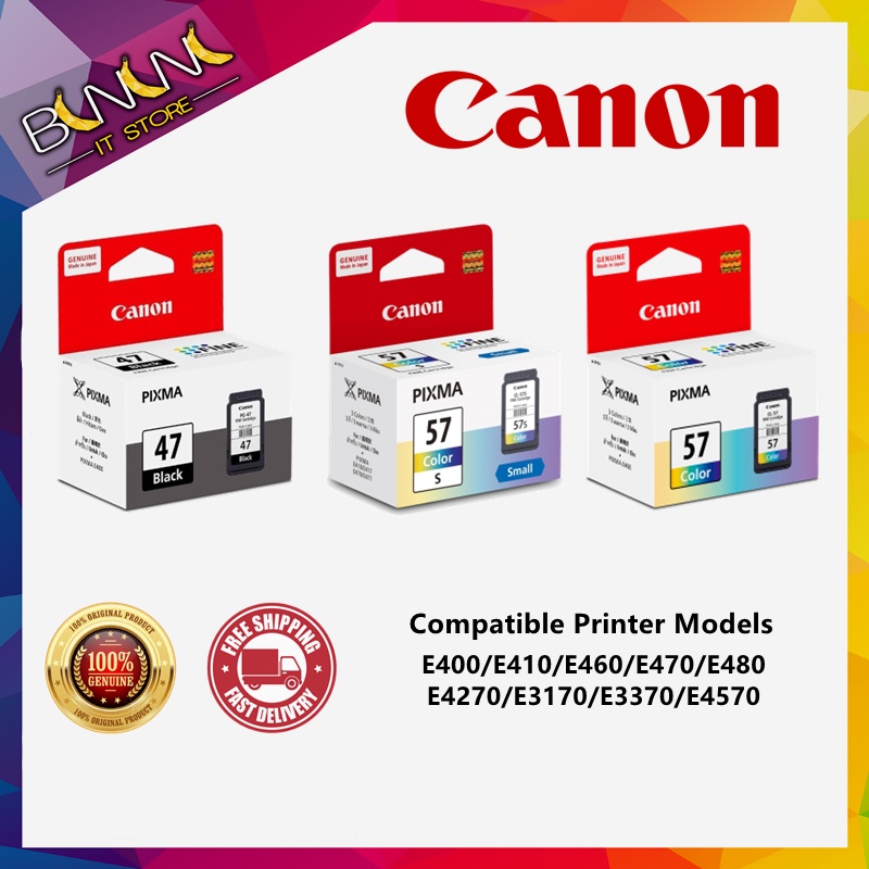 CANON PG-47 BLACK CL-57 COLOR CL-57S COLOR E400/410/460/470/E480 [100% ...