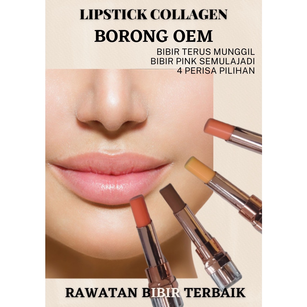 ORANGE LIPSTICK COLLAGEN LIPBALM Jenama Sendiri pigmented Smooth Plumpy ...