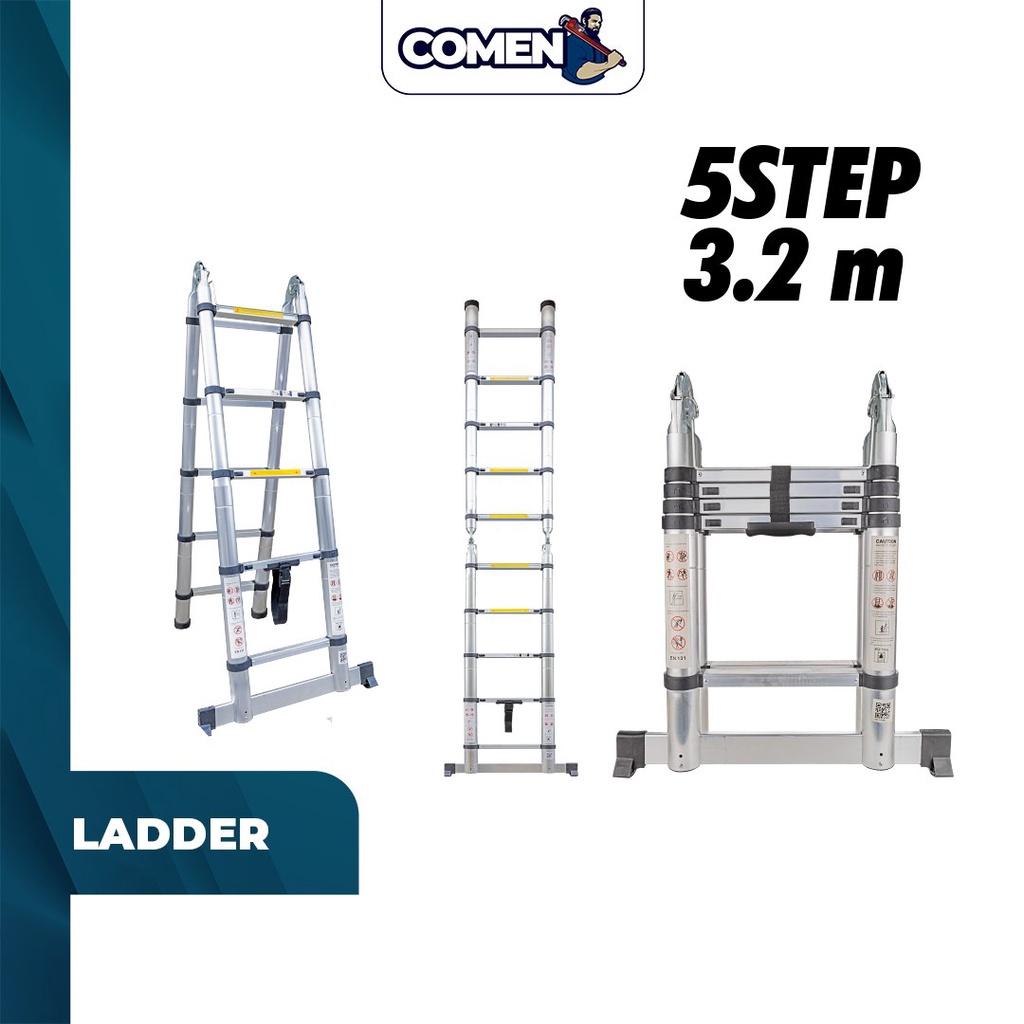 COMEN Double-Sided Multi Purpose Aliminium Telescopic Ladder 2 x 5 ...