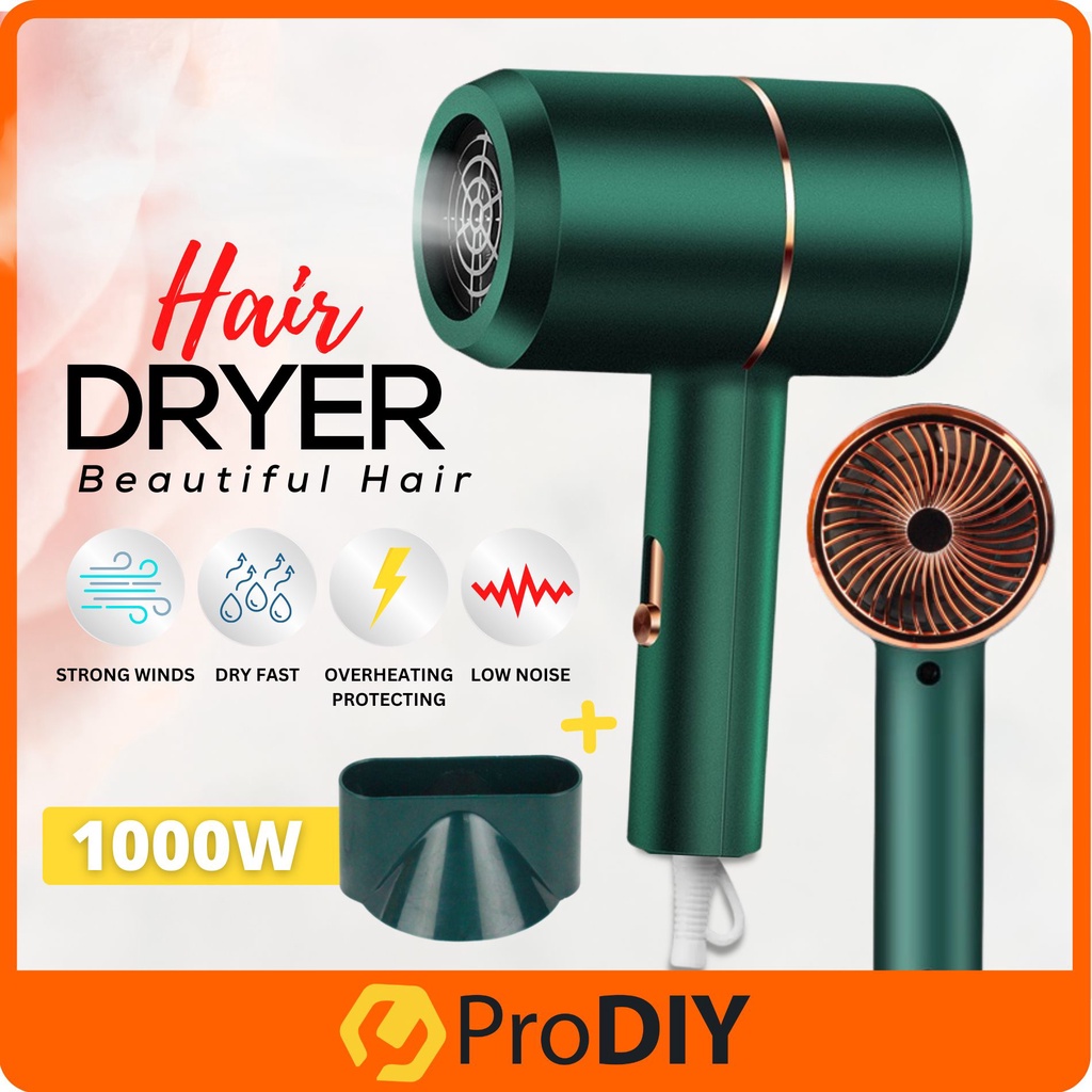 PRODIY 1000W Portable Hair Dryer Pengering Rambut Hair Blower Hot Air ...
