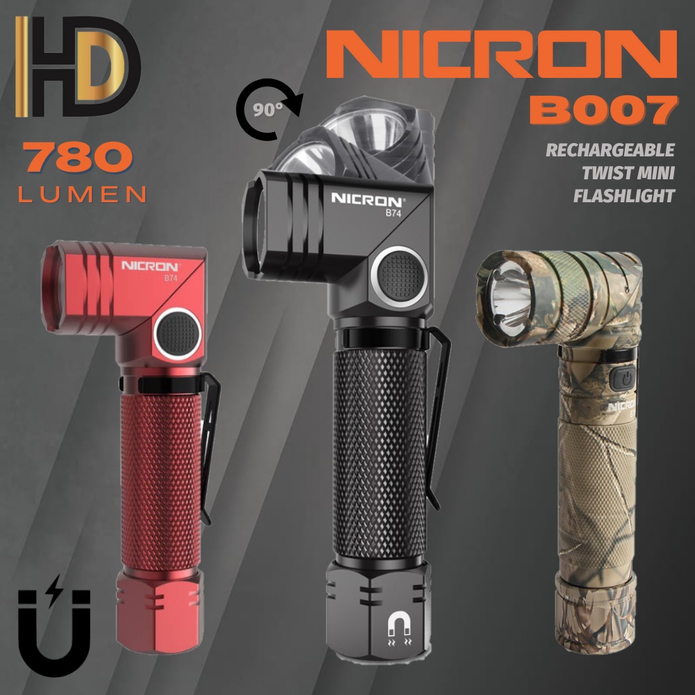 NICRON B007 Magnetic Rechargeable 90 Degree Pocket Size Mini Flash ...