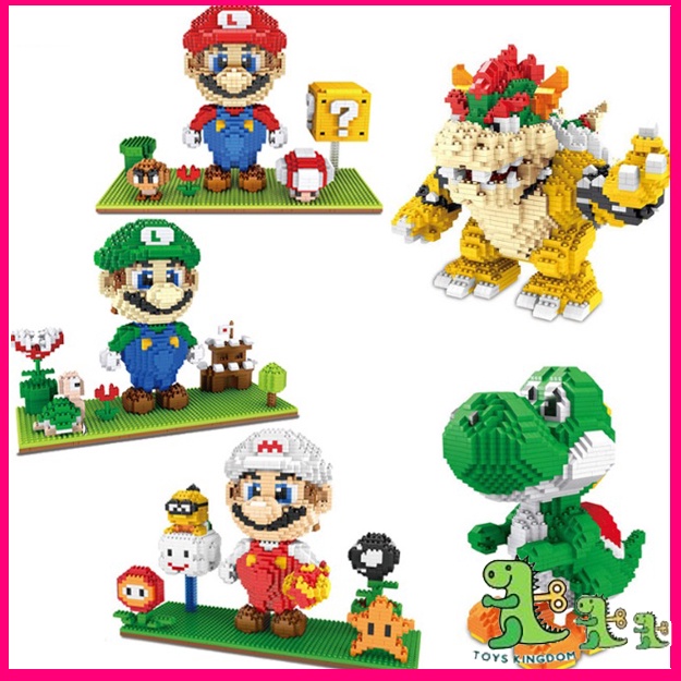Mini Block Mario Yoshi and Bowser Children Fun Time Toys Building Super ...