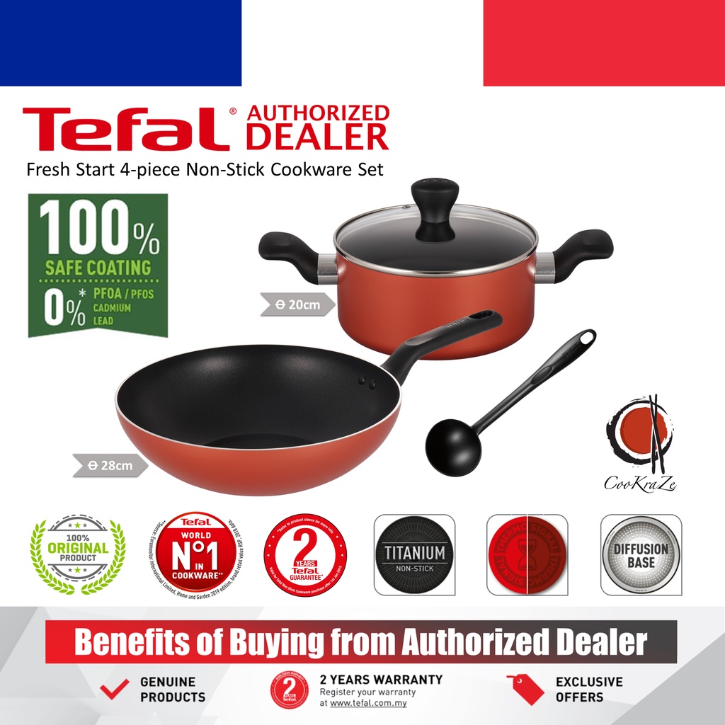 Tefal Fresh Start Non Stick Cookware Set (4pcs) B507S4/B507S495 ...