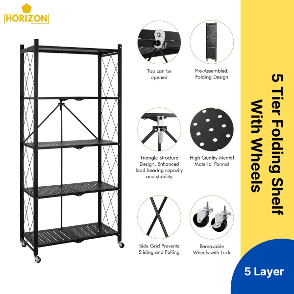 Rak 5 Tingkat Foldable Storage Shelf Multipurpose Shelf Shelves Rack ...