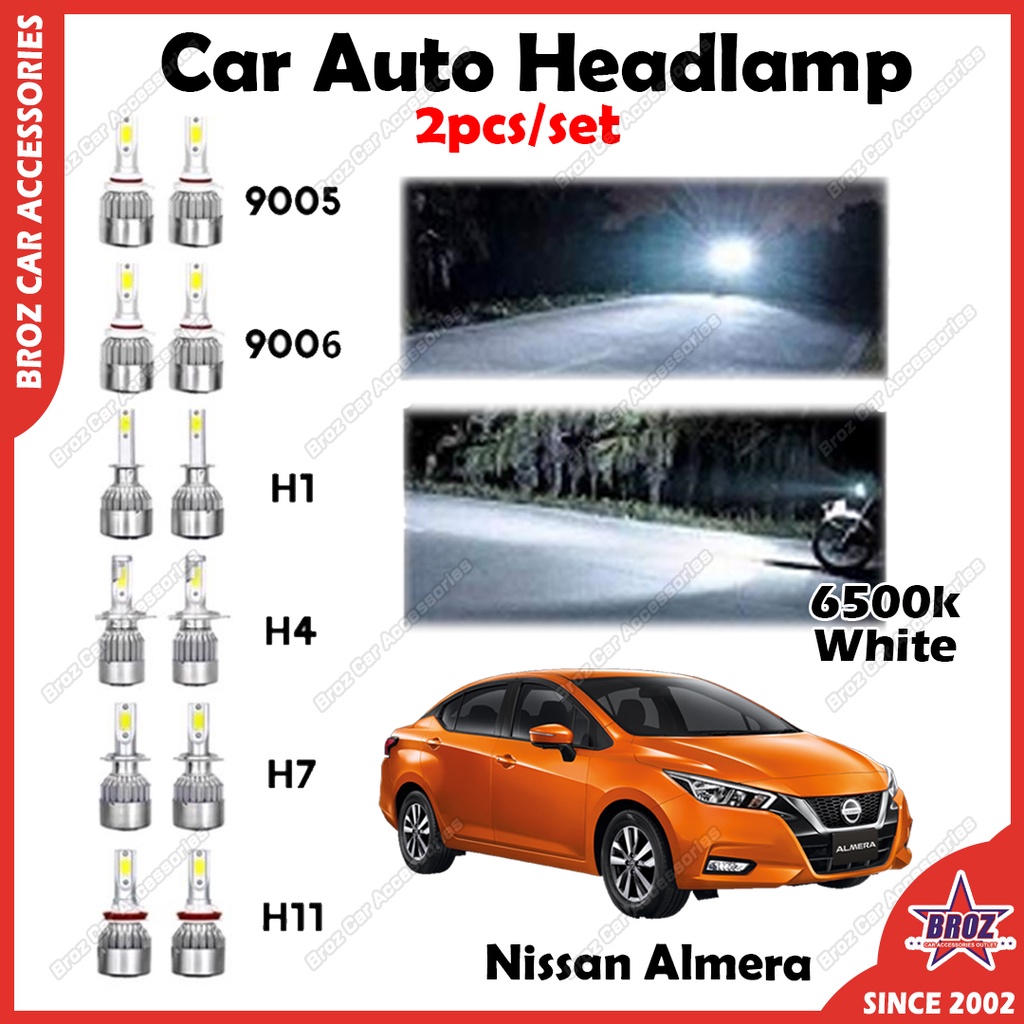 For Nissan Almera C6 Car Headlight Head Lamp LED White Light Bulb 6500k ...