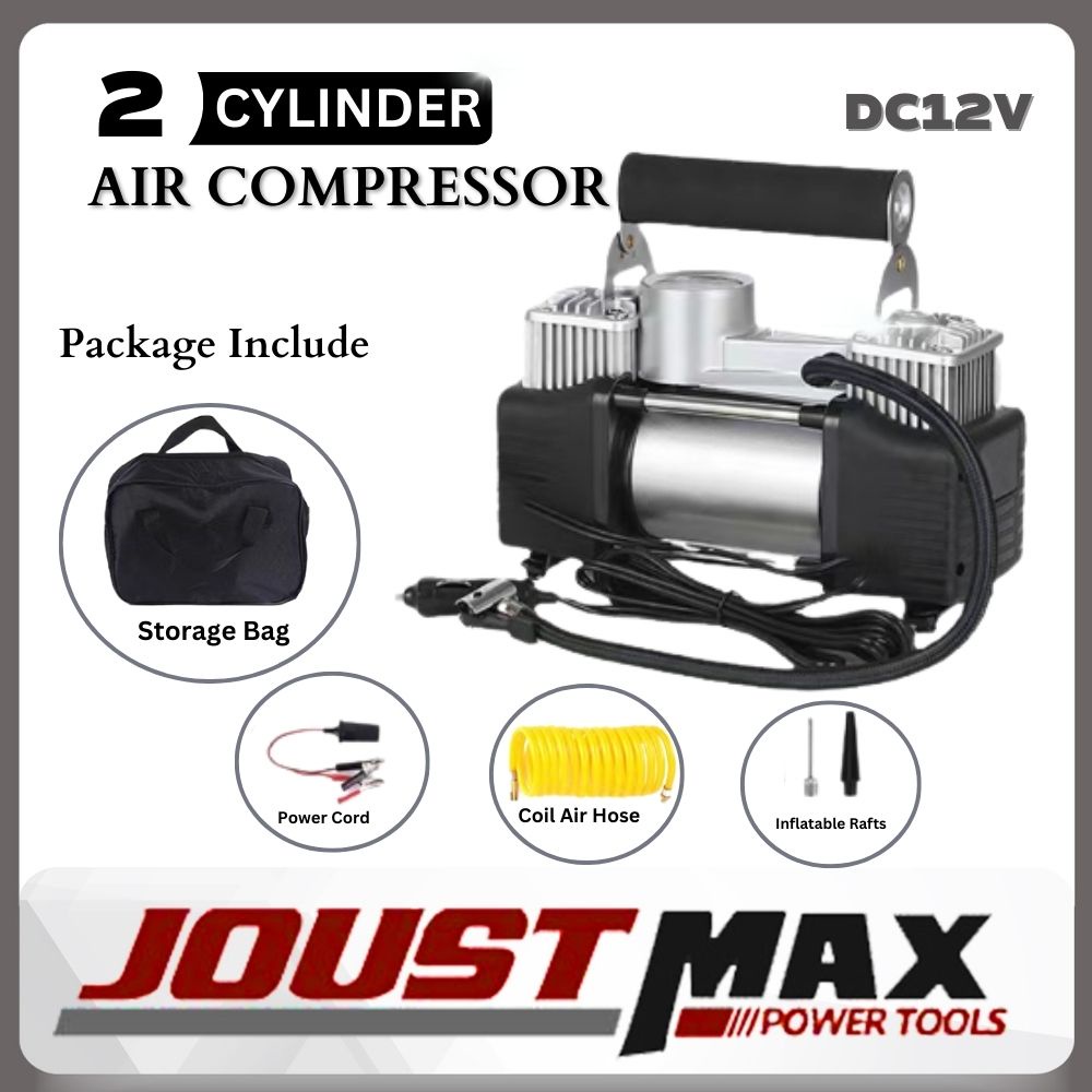 XH666 Double Cylinder Portable Car Tyre Inflator Air Pump 12V Air ...