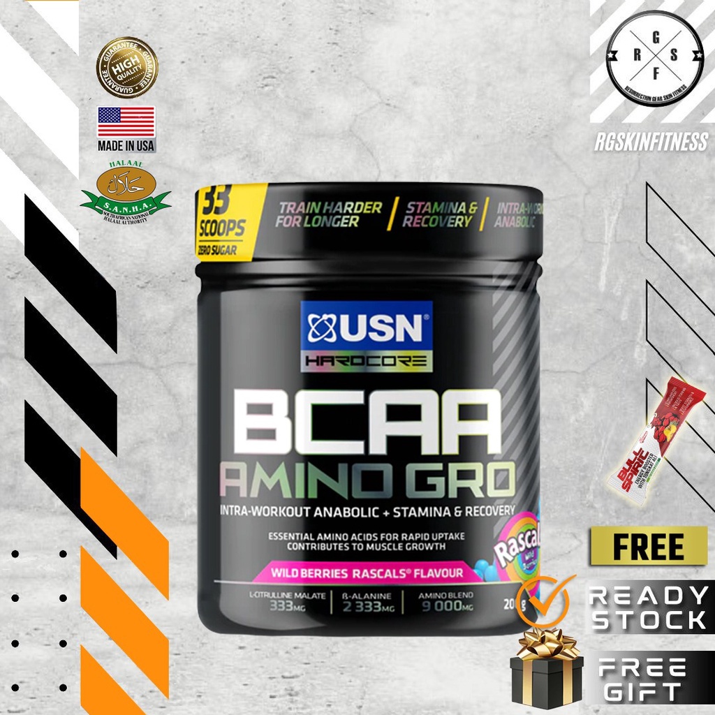 USN BCAA Amino Gro (33 Scoops | 200g) Intra-Workout Anabolic Muscle ...