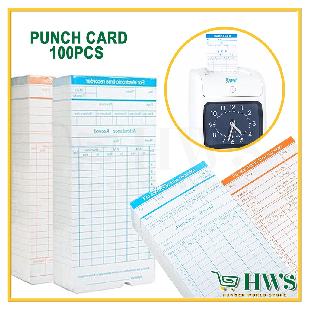 HWS TIME RECORDER PUNCH CARD 100PCS | Shopee Malaysia